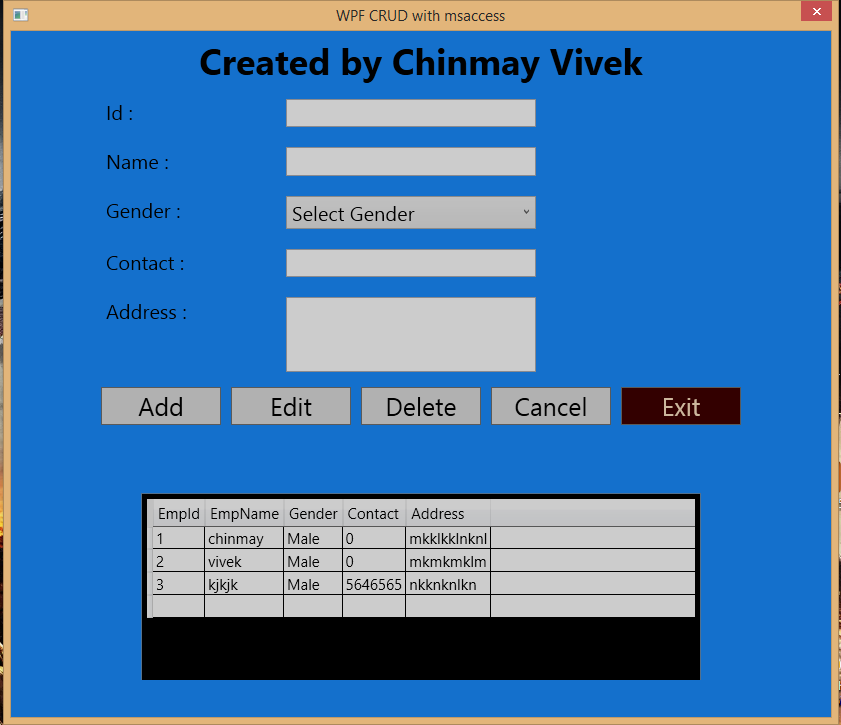 Crud Using Wpf And Ms Access Sourcecodester